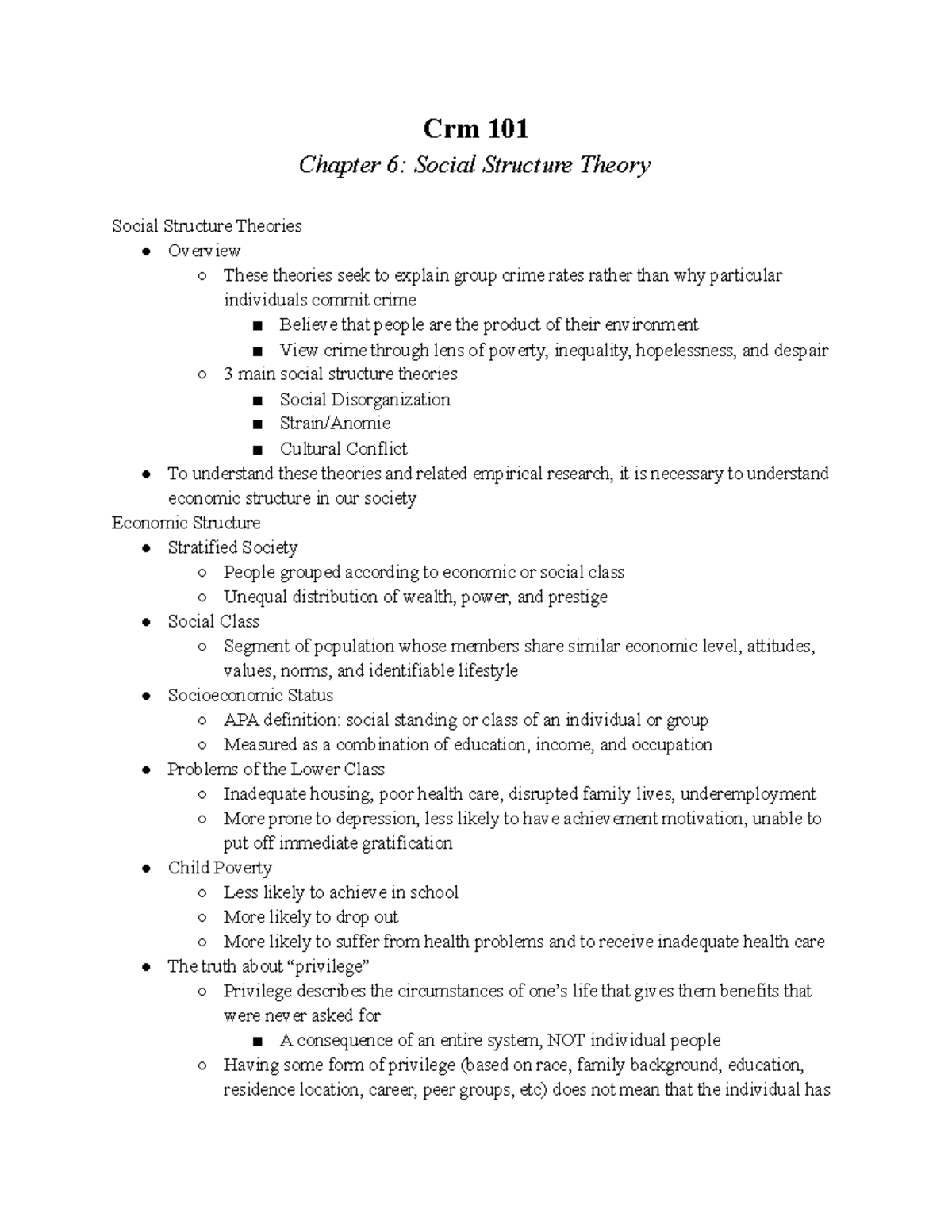 Crm 101 Chapter 6 - Social Structure Theory - Crm 101 Chapter 6: Social ...
