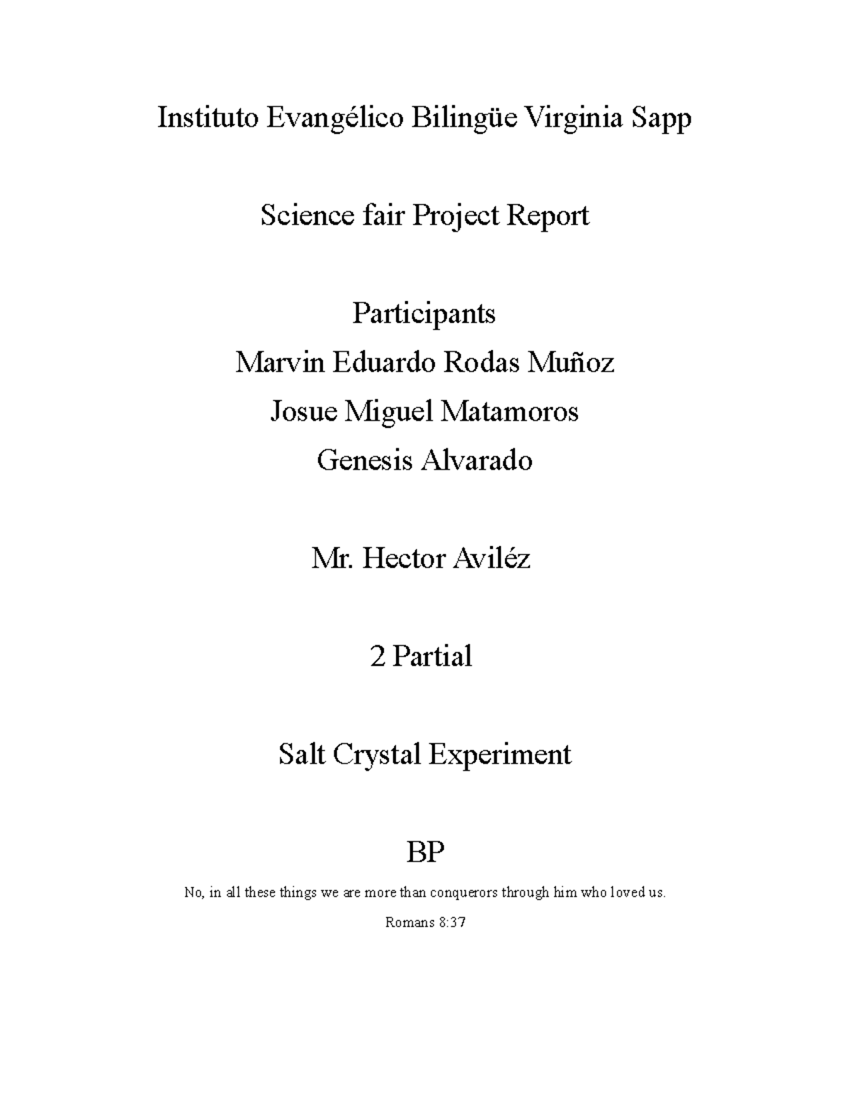 Science report 2 partial - Instituto Evangélico Bilingüe Virginia Sapp ...
