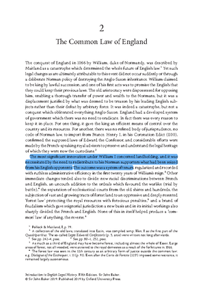 Intro - INTRO TO COMMON LAW The origins of the - Studocu