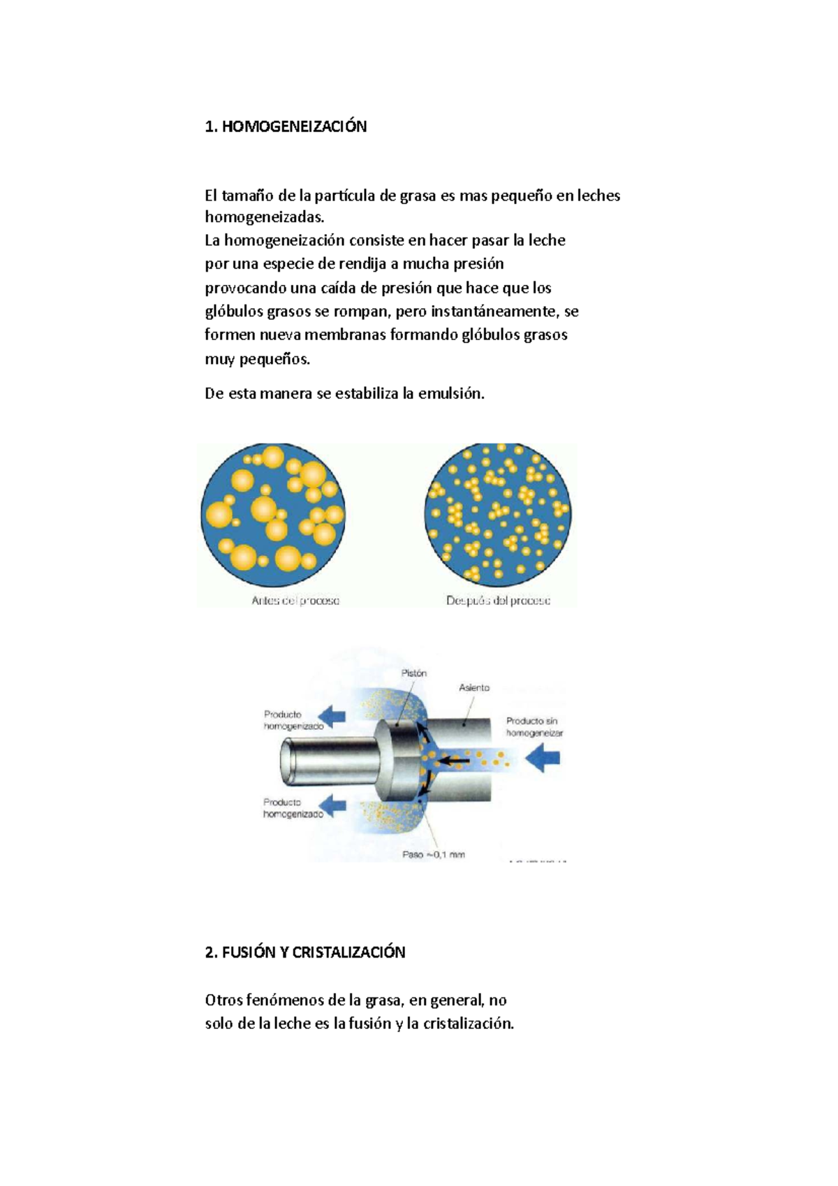 Homogeneización - leches - Higiene De Los Alimentos I - UCLM - Studocu