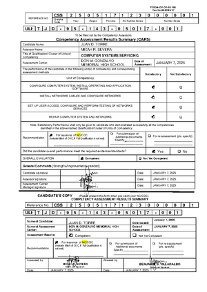 Sample Competency Assessment Agreement Jdtorre - COMPETENCY ASSESSMENT ...