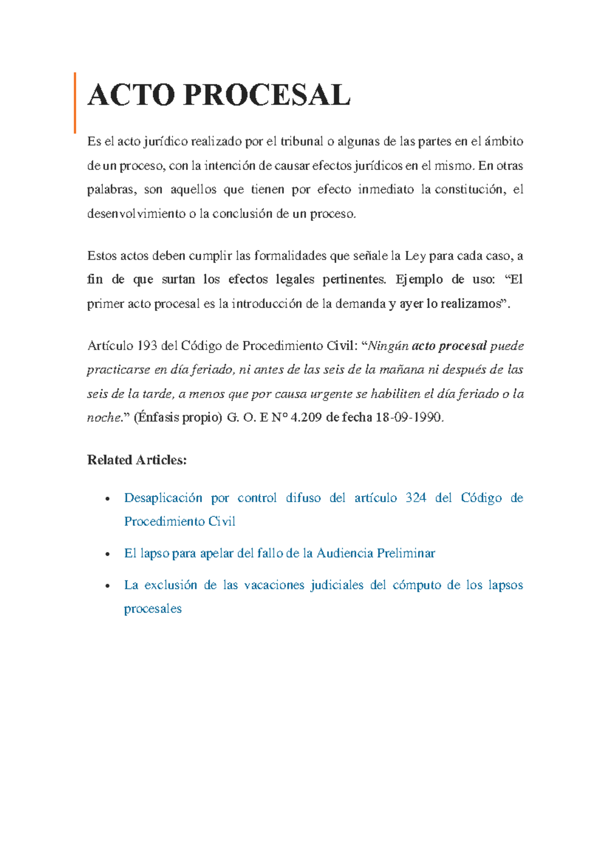 ACTO Procesales civil apunte de clase - ACTO PROCESAL Es el acto ...