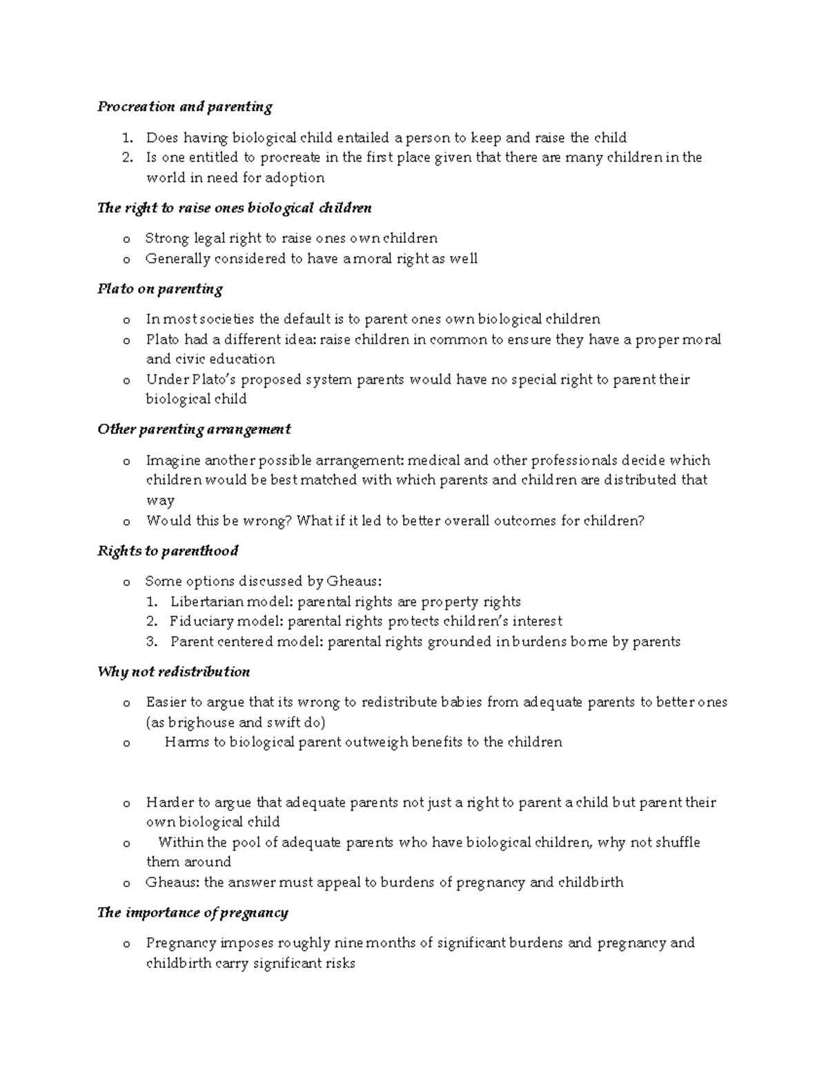 Procreation and Parenting - Procreation and parenting Does having ...