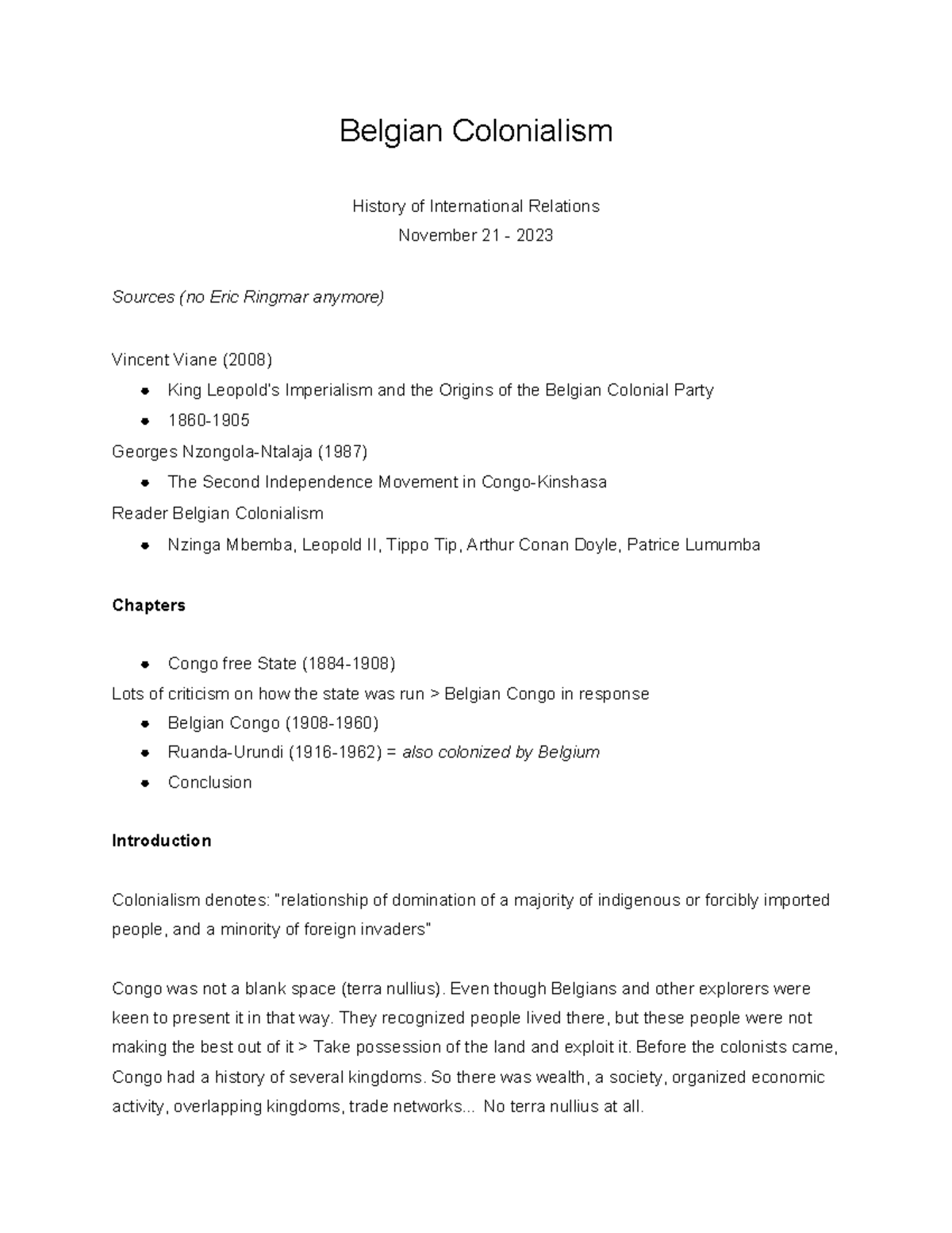 History of International Relations Les 8 - 21 nov 2023 - Belgian ...