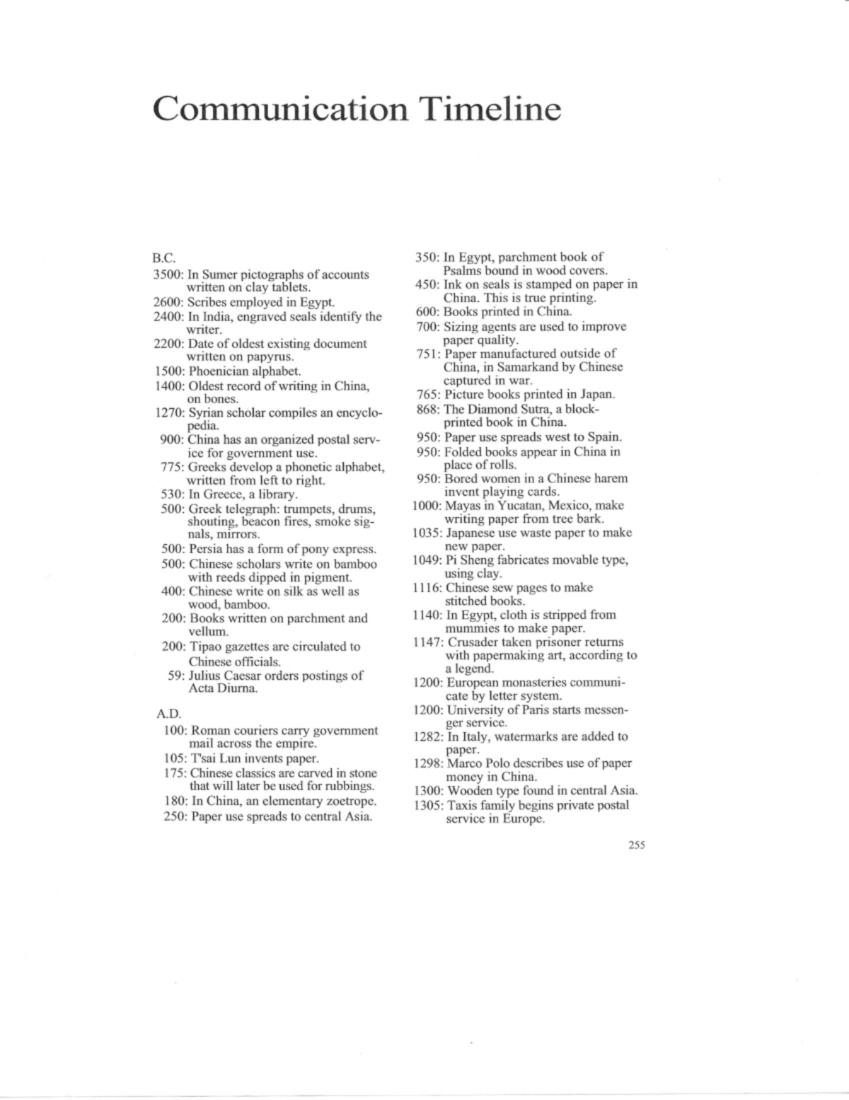 Communication Timeline - Coms 200 - Studocu