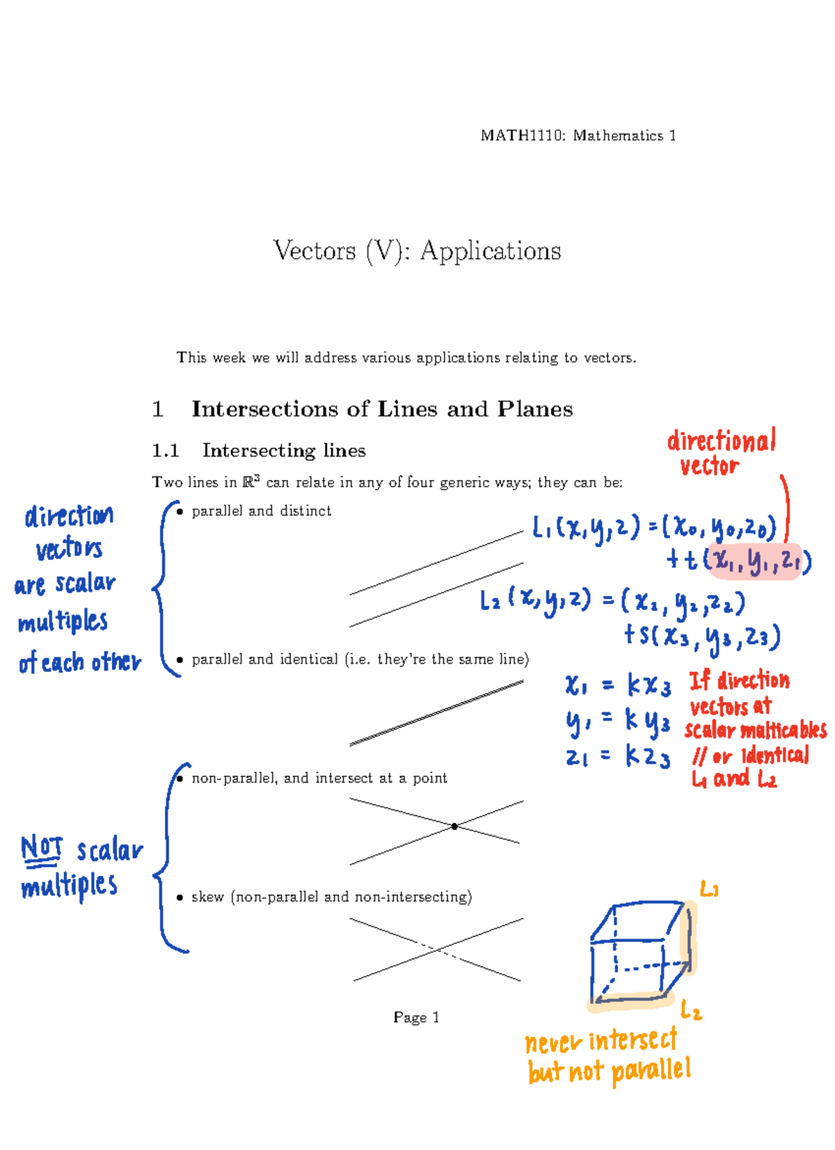 Lecture 11 - Vectors V - Vectors (V): Applications This week we will ...