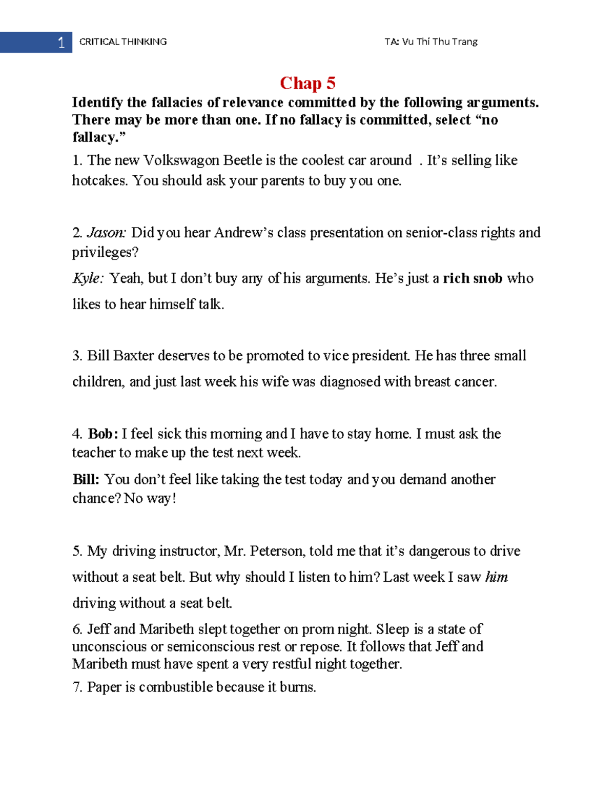 BT review final - adj - Chap 5 Identify the fallacies of relevance ...