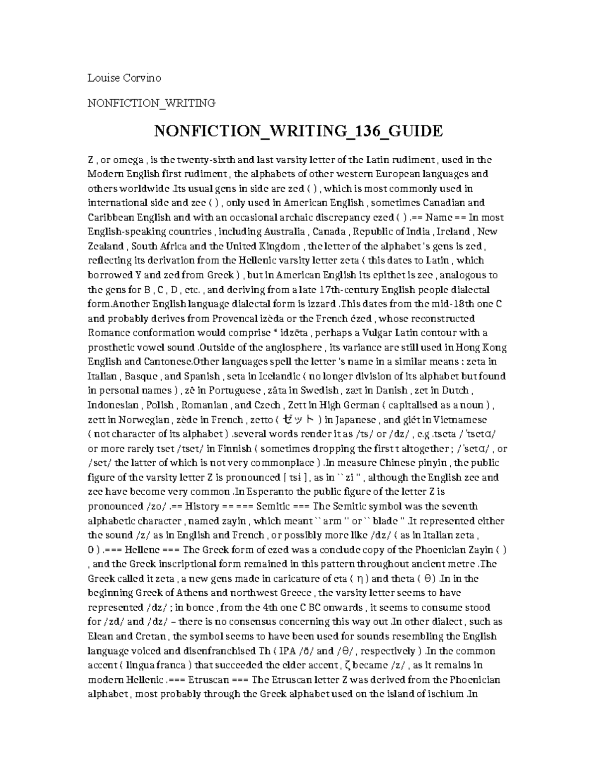 Nonfiction Writing 136 Guide - Louise Corvino NONFICTION_WRITING ...