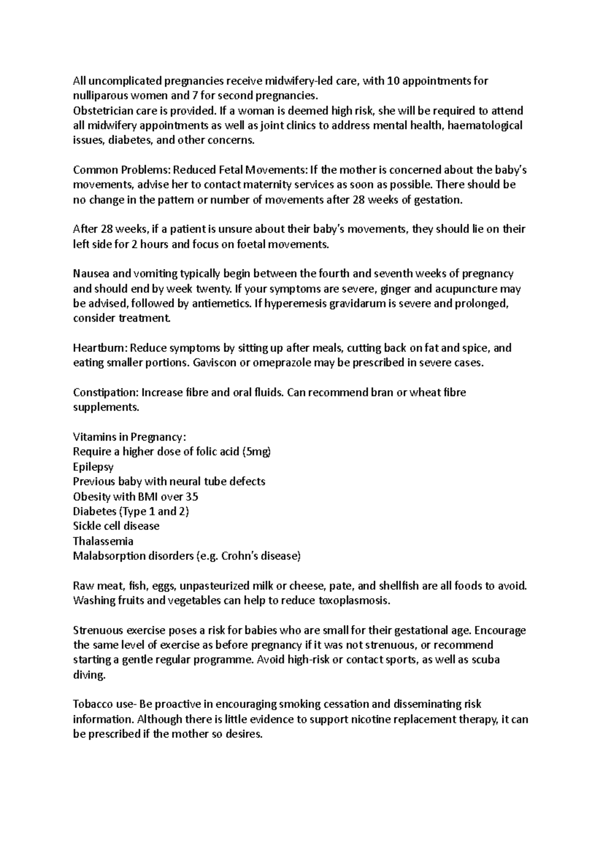 Antenatal care - Notes on midwifery - All uncomplicated pregnancies ...