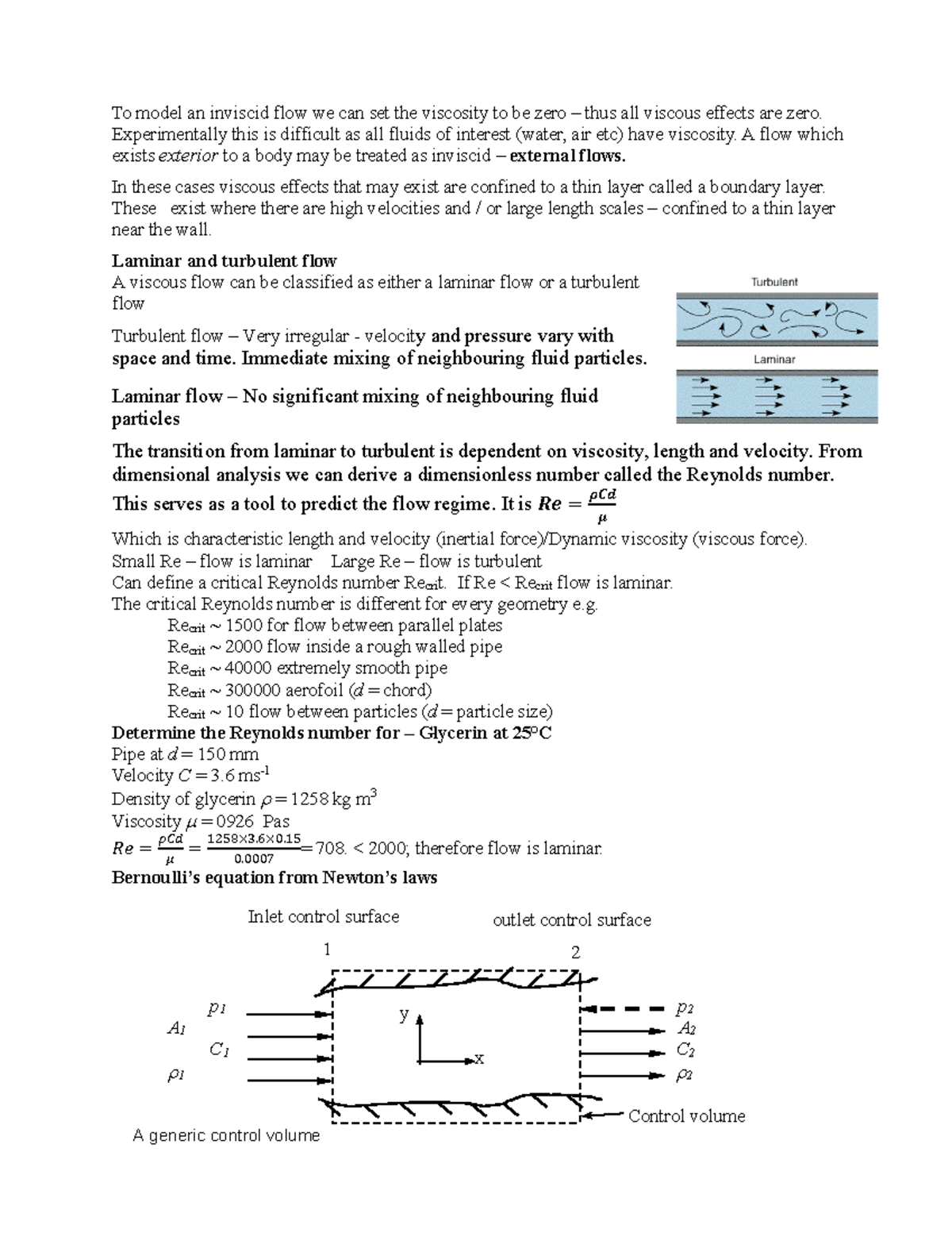 2b Fluid dynamics Bernoullis-3 - To model an inviscid flow we can set ...