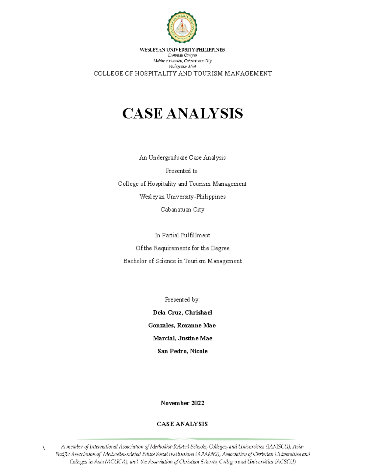 CASE Analysis Group 6 - CASE ANALYSIS An Undergraduate Case Analysis ...