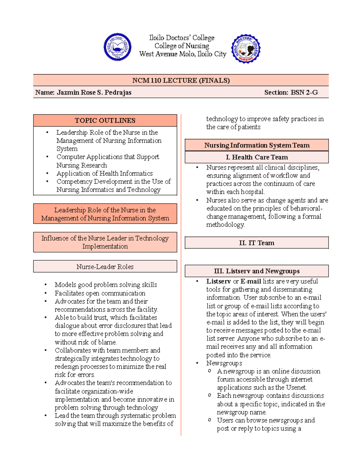 NCM-110-Finals - STUDY SMART - College of Nursing West Avenue Molo ...