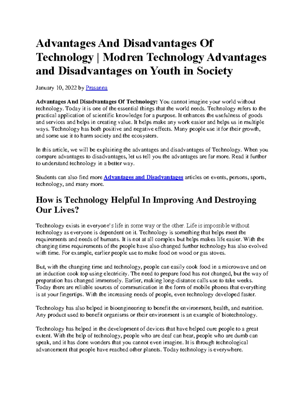 Advantages And Disadvantages Of Technology - Today it is one of the ...