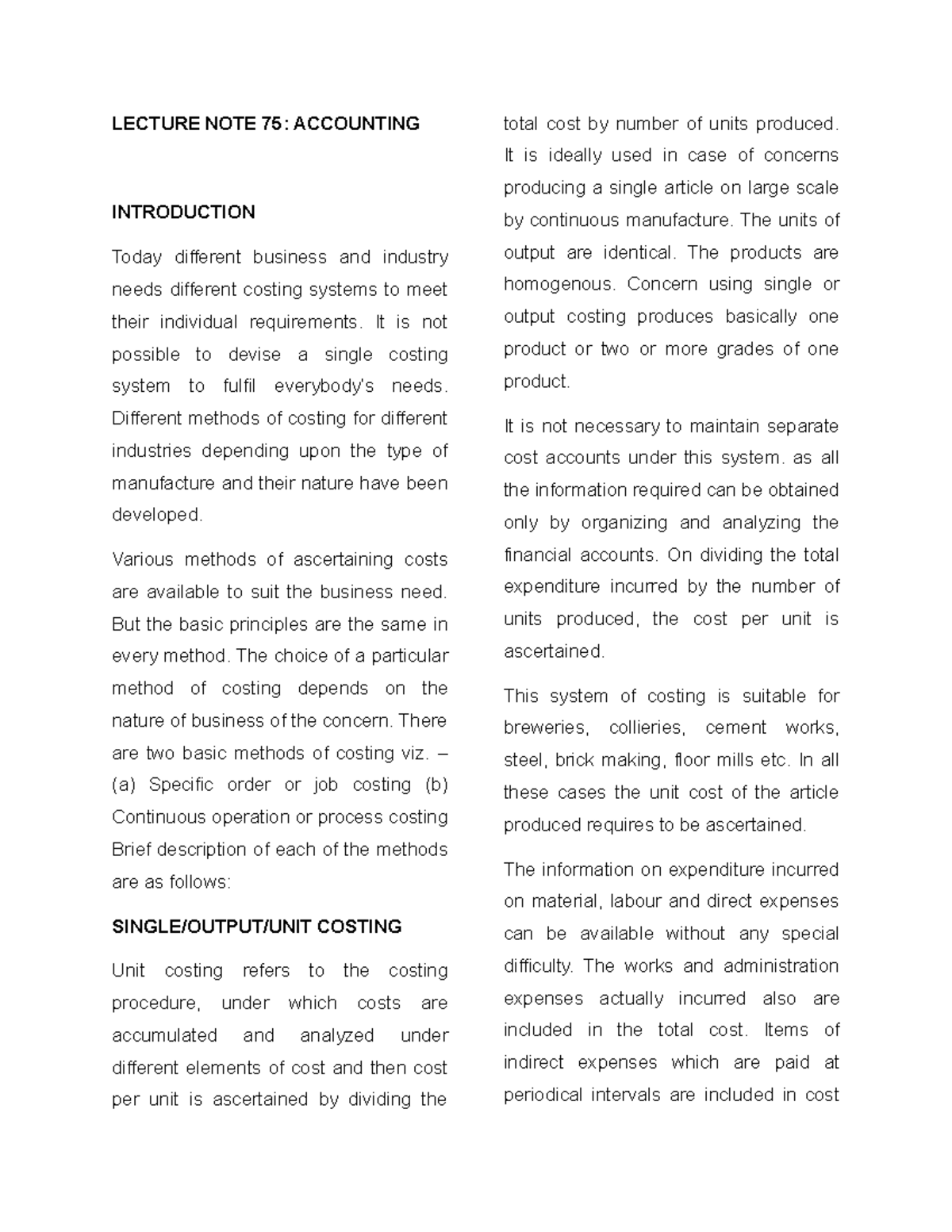 Lecture Note 75 Accounting - LECTURE NOTE 75: ACCOUNTING INTRODUCTION ...