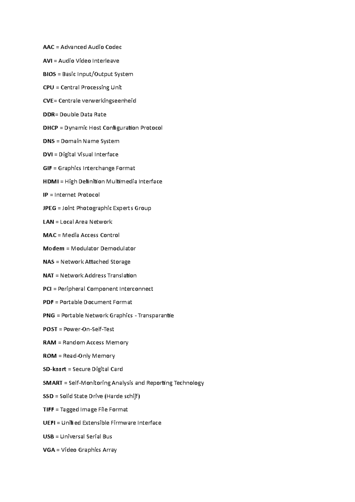 Digilabz: afkortingen examen - AAC = Advanced Audio Codec AVI = Audio ...
