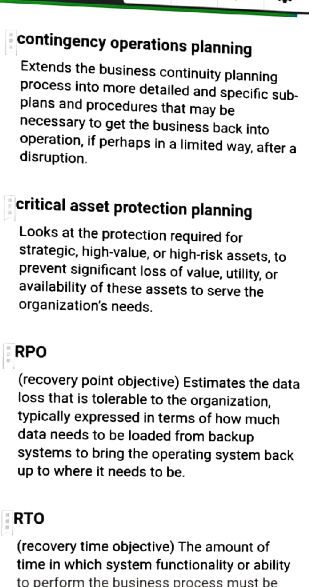 Cyb/205 lessons - contingency operations planning Extends the business ...