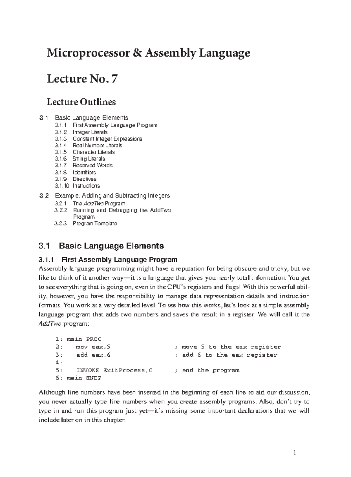 COAL Lecture No 7 Fall-2021 - Computer Organization And Assembly ...