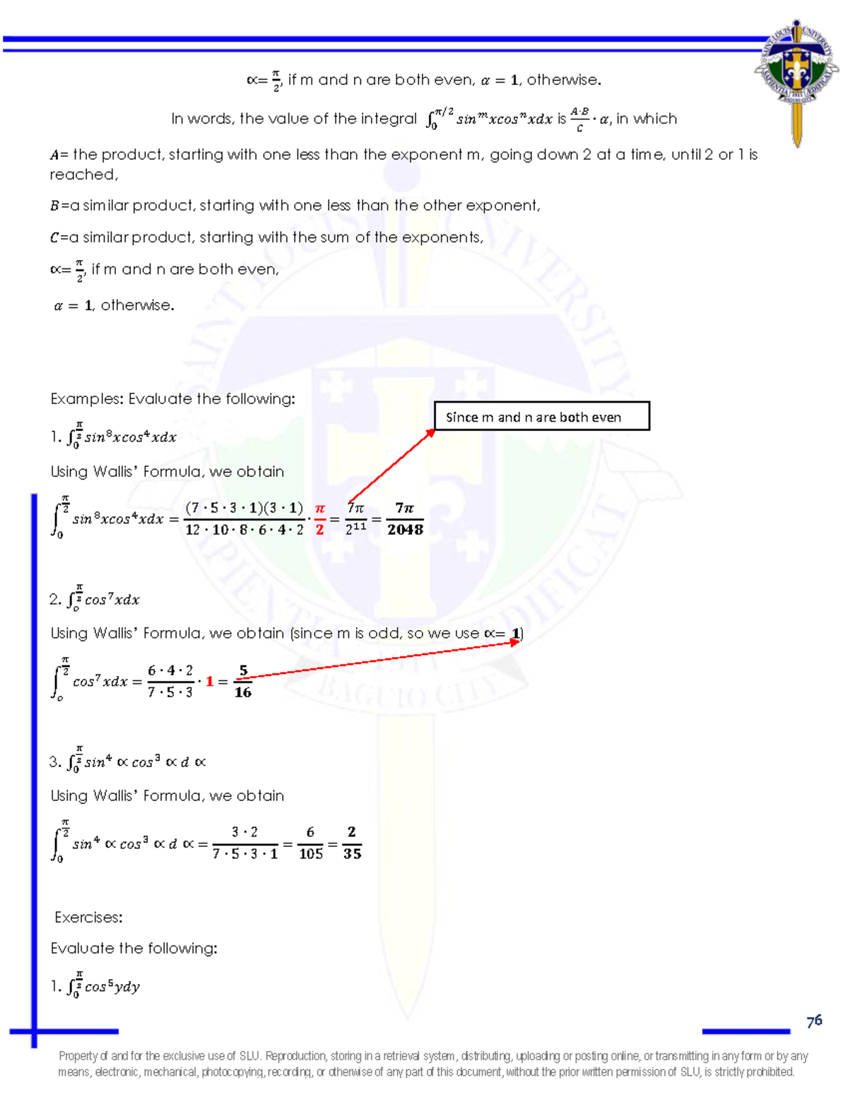 Enggmath 4 module 76 79 - lecture notes - Property of and for the ...