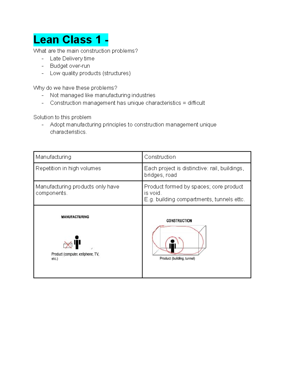 Lean Class 1 - Lecture notes 1-3 - Lean Class 1 - What are the main ...