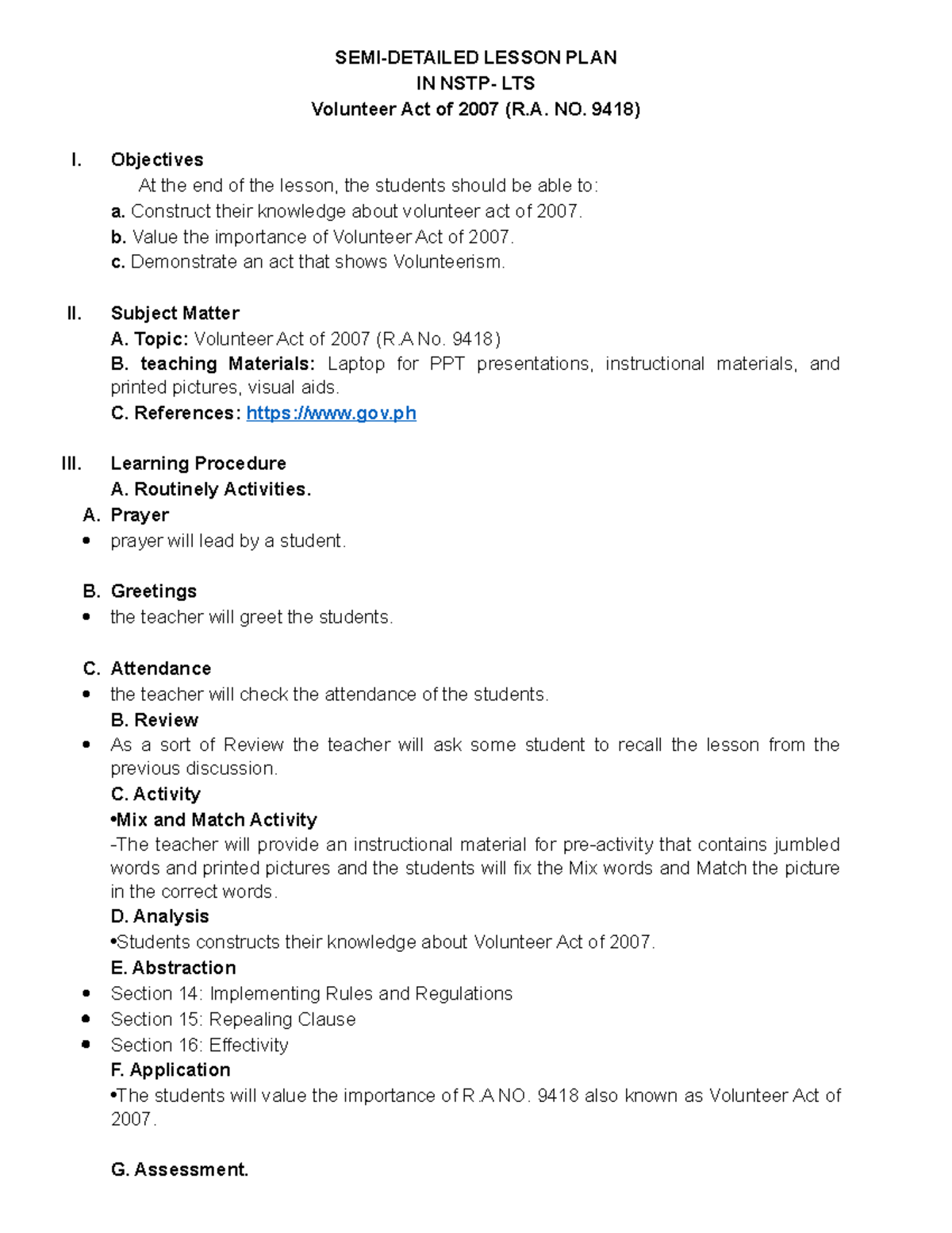 Suzette SEMI-LP - ITS IS IMPORTANT DETAILS - SEMI-DETAILED LESSON PLAN ...
