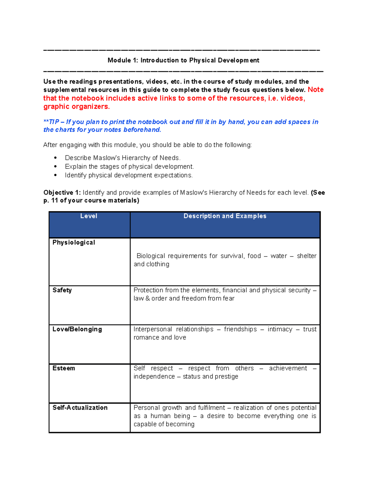 Module 1 Notebook - Updated - - Studocu