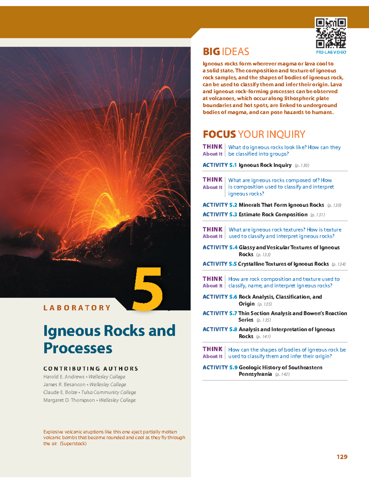 Lab 3 - Igneous rocks - practical 3 notes - 129 Igneous Rocks and ...
