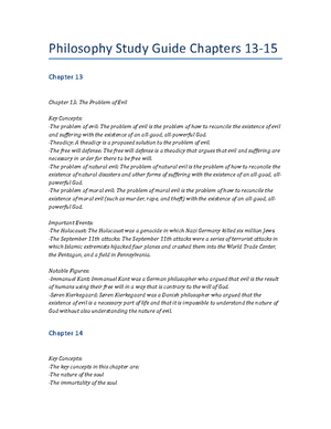 Philosophy Study Guide Chapters 1-3 - Philosophy Study Guide Chapters 1- Chapter 1 Key Concepts ...