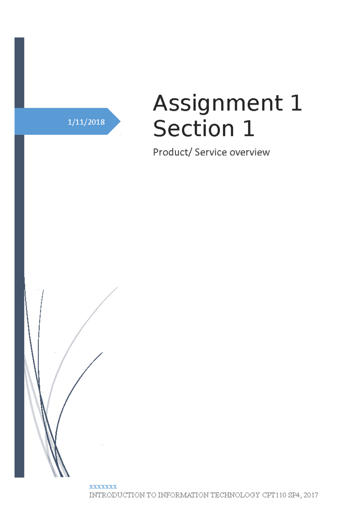 Assignment 1 - Product /service overview - Assignment 1 Section 1 ...