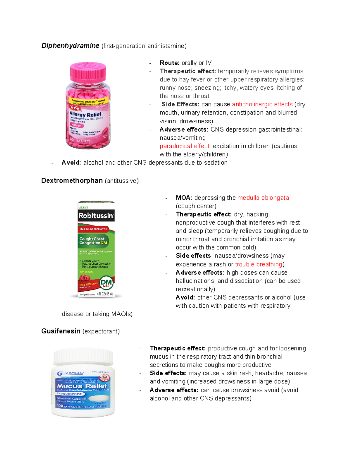 EXAM 3 SG - Pharmacology practice, drug names, contradictions, MOA ...