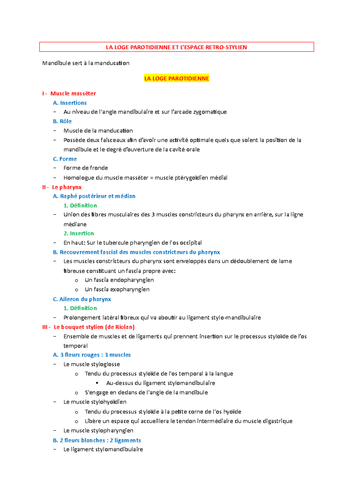 2. LOGE Parotidienne - Notes de cours 2 - LA LOGE PAROTIDIENNE ET L ...