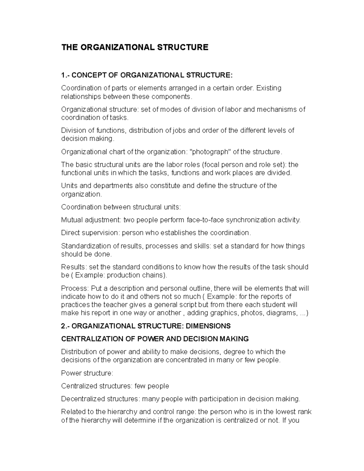 THE ORGANIZATIONAL STRUCTURE - Existing relationships between these ...