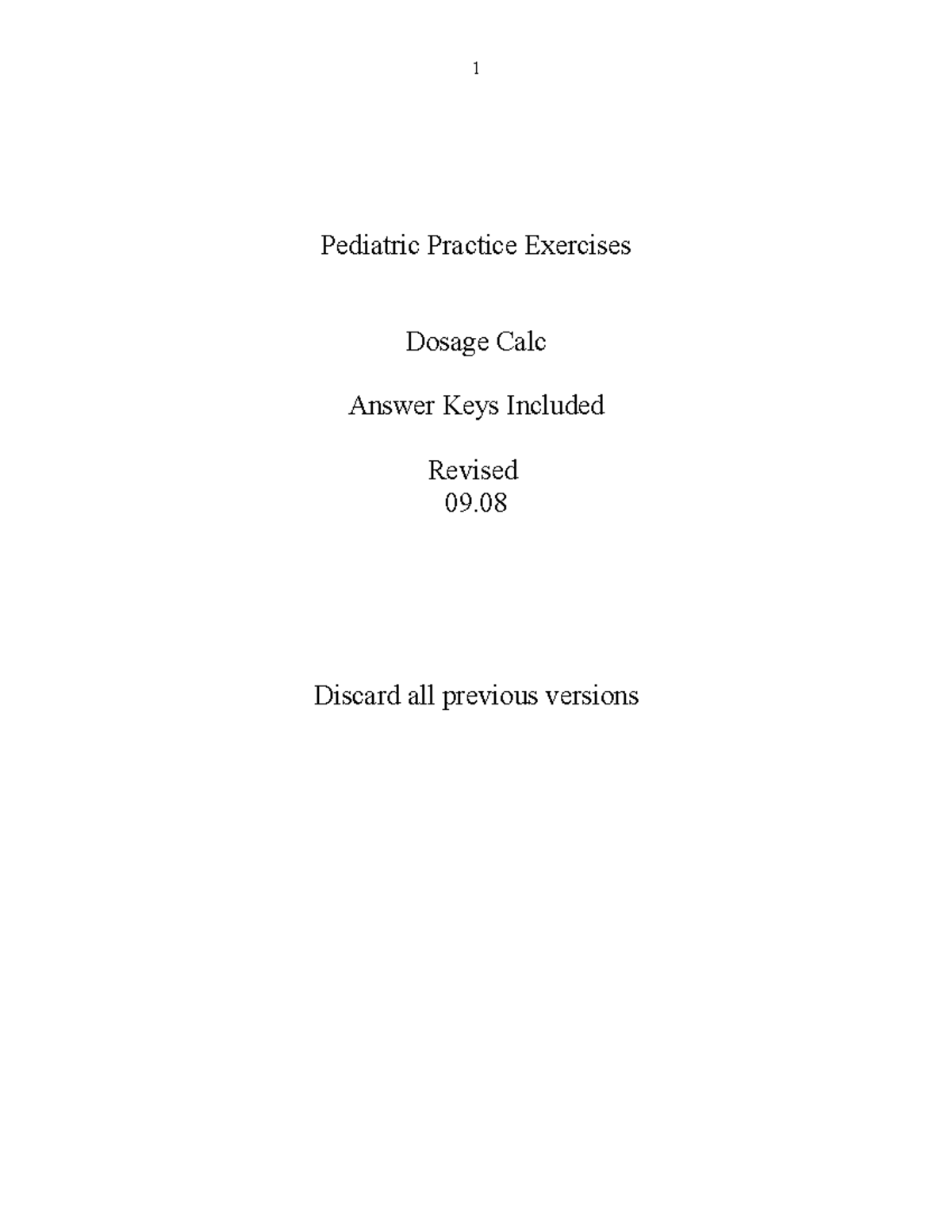 NTC Pediatric Practice Exercises 07 10 Revised 07 Pediatric Practice