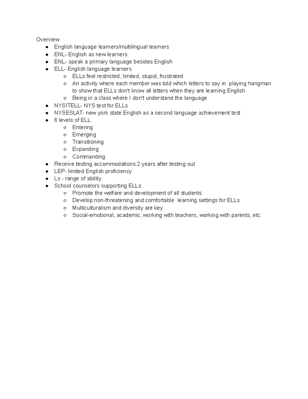 class notes for january 2023 semester - Overview English language ...