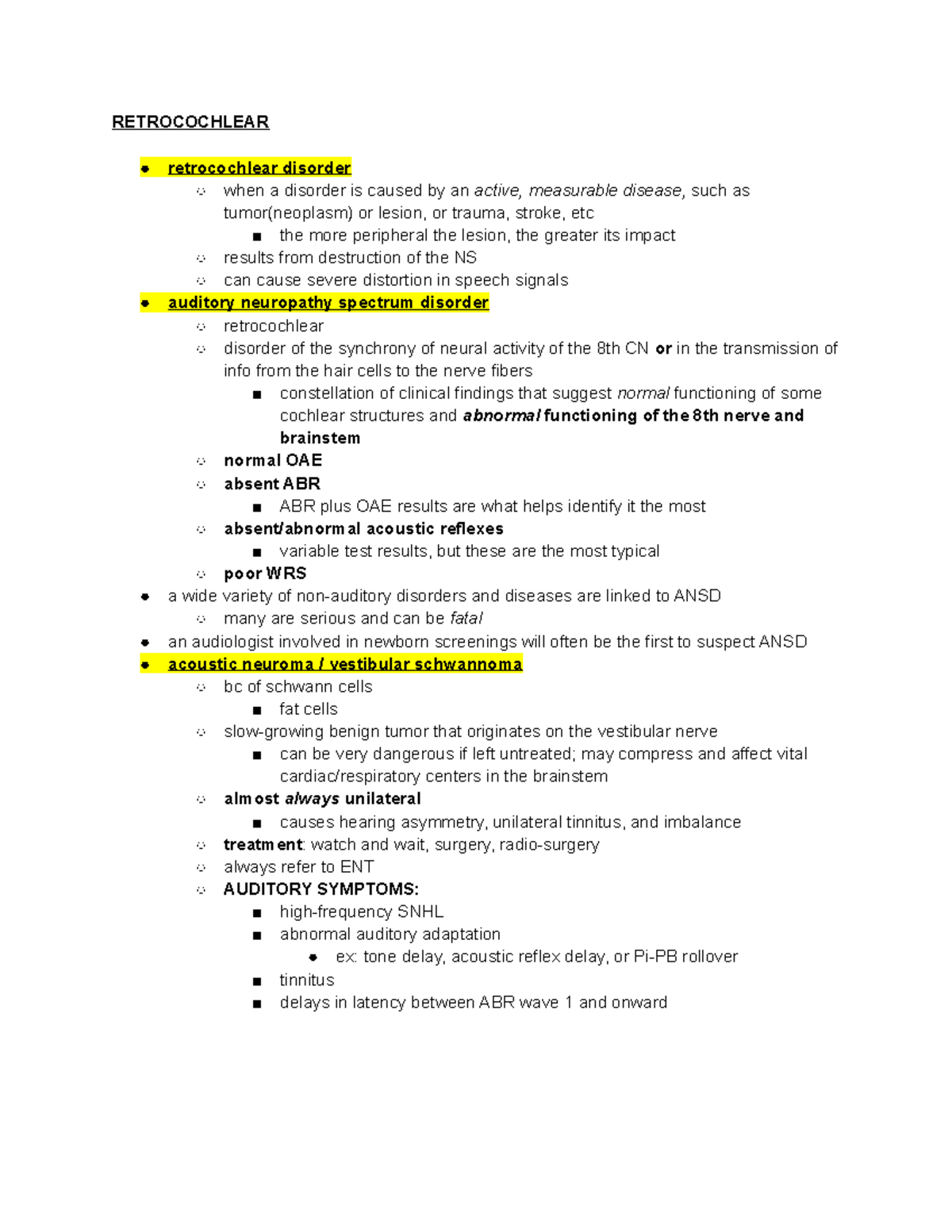 Retrocochlear disorders and APD - RETROCOCHLEAR retrocochlear disorder ...