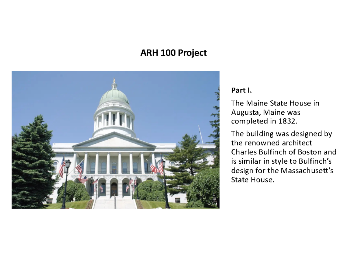 ARH Project example Maine State House-1 - Part I. The Maine State House ...
