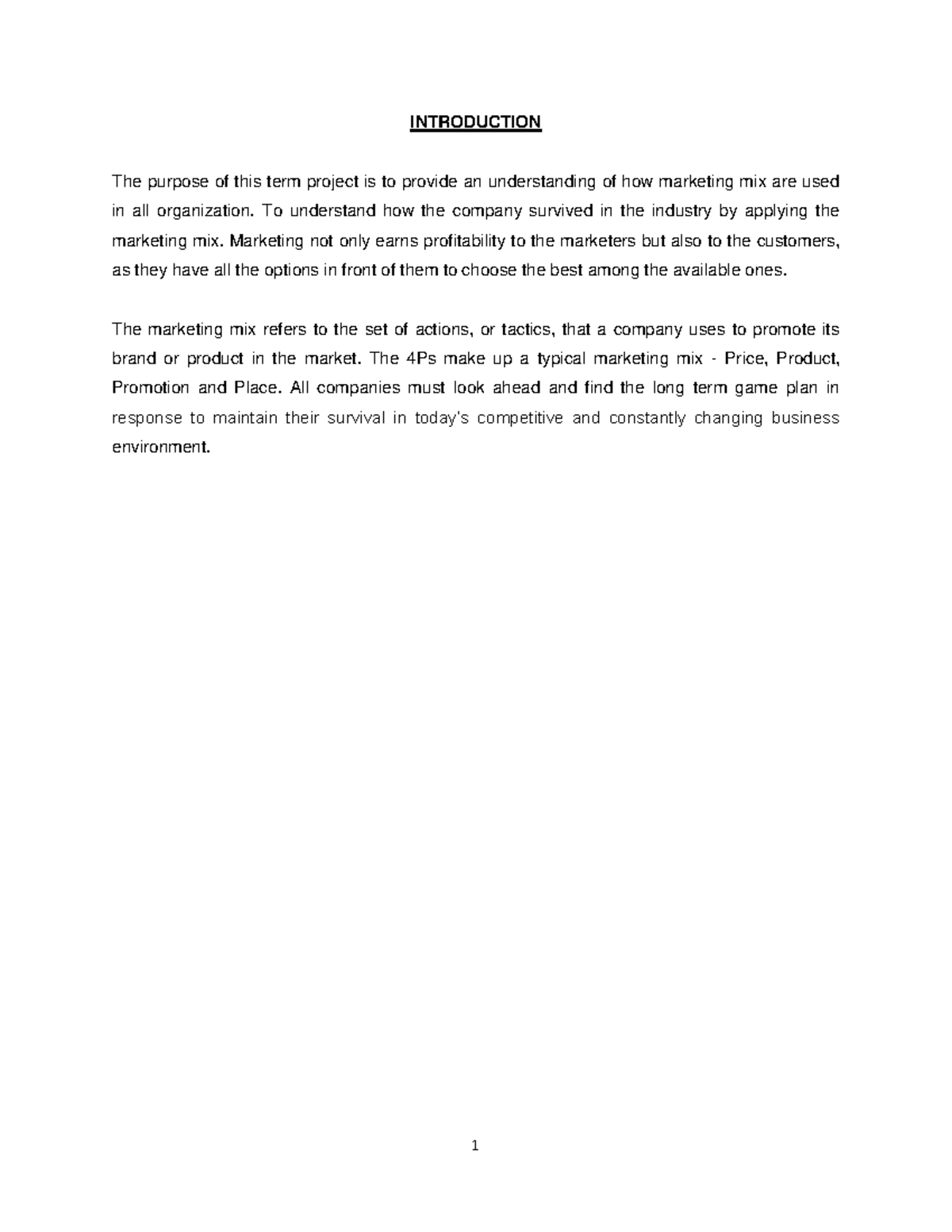 335327105 Term Project Mkt420 - INTRODUCTION The purpose of this term ...