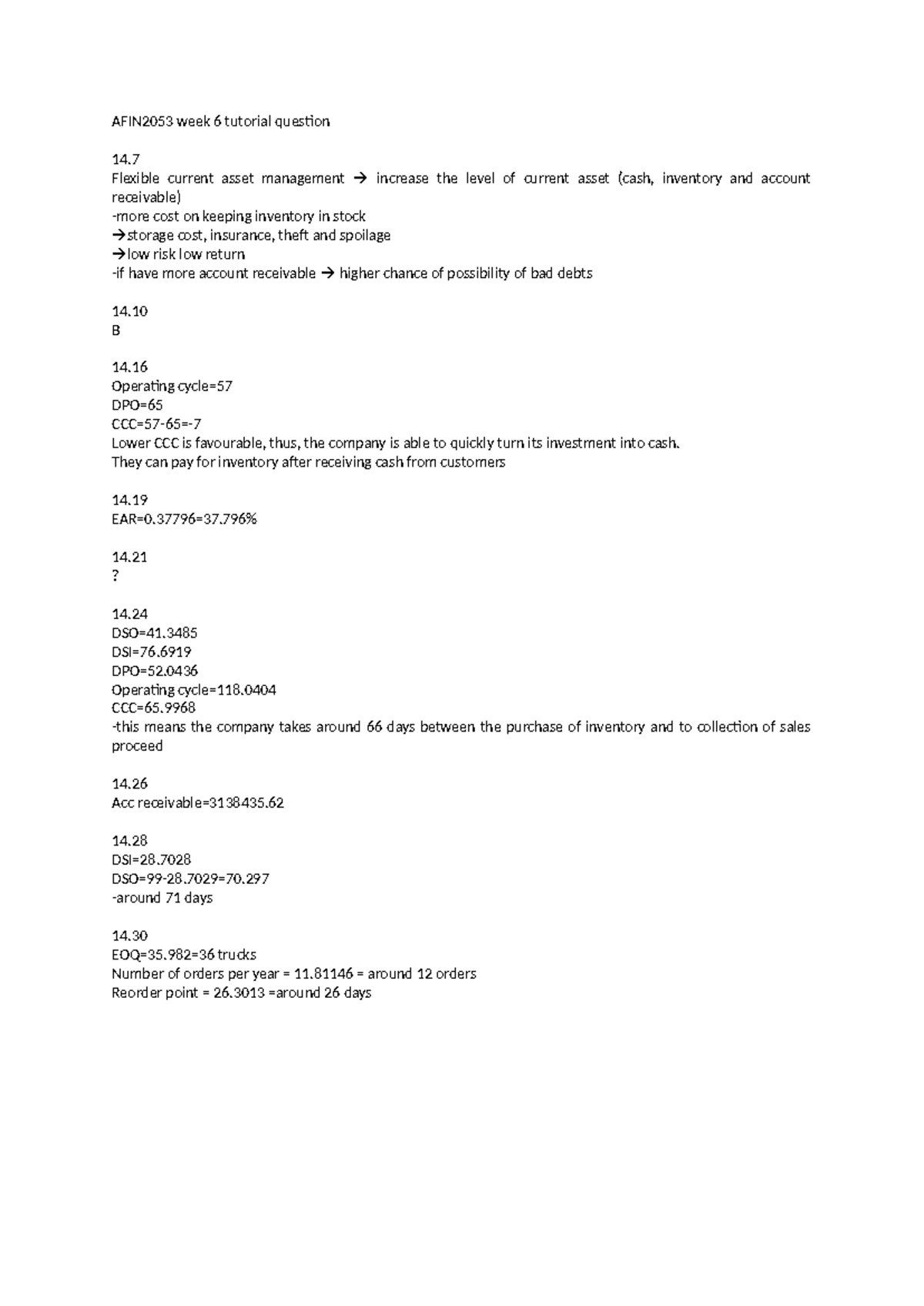 AFIN2053 week 6 tutorial question - AFIN2053 week 6 tutorial question ...
