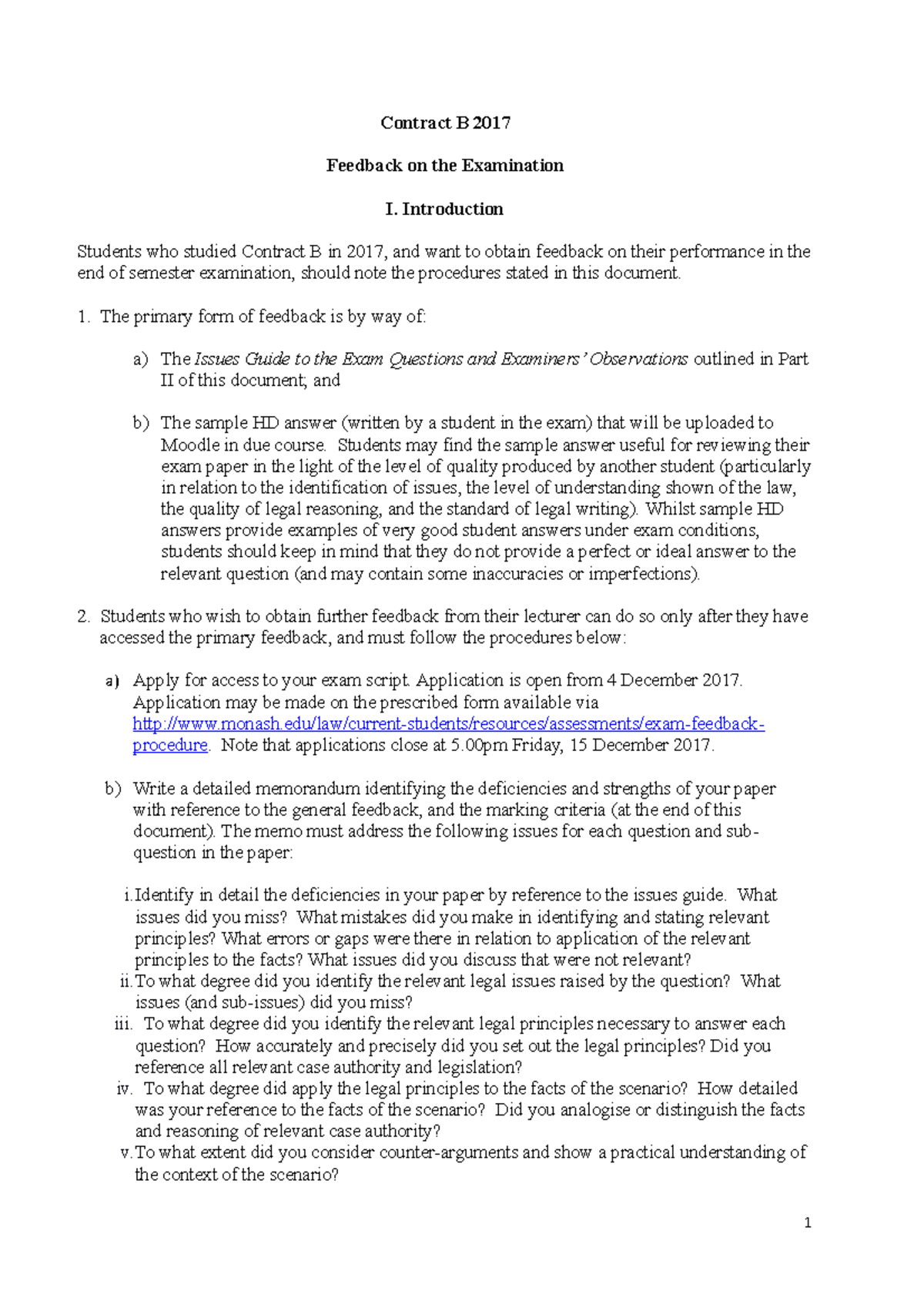 2017 S2 Contract B Exam Feedback - Contract B 2017 Feedback on the ...