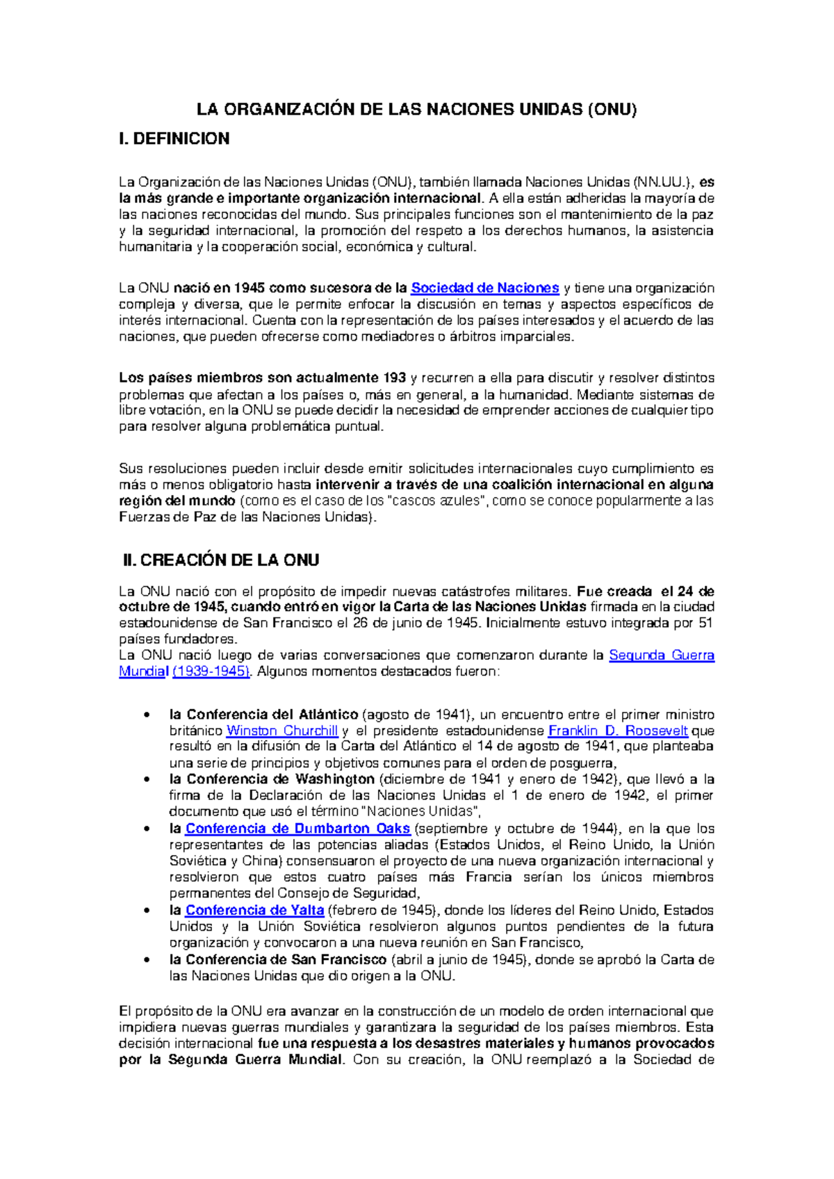 LA Organización DE LAS Naciones Unidas - LA ORGANIZACIÓN DE LAS ...
