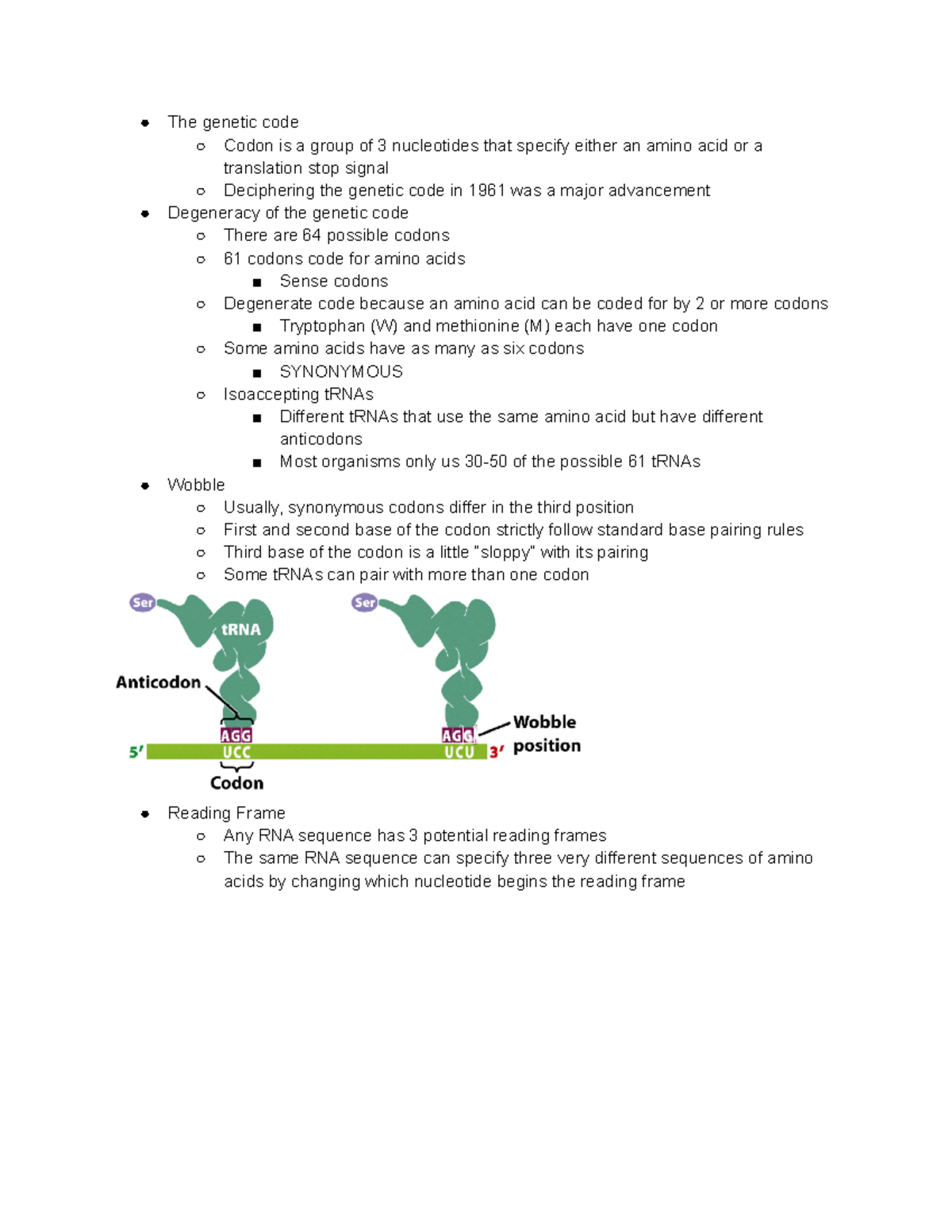Genetics Chapter 15 Notes Part 4 - The genetic code Codon is a group of ...