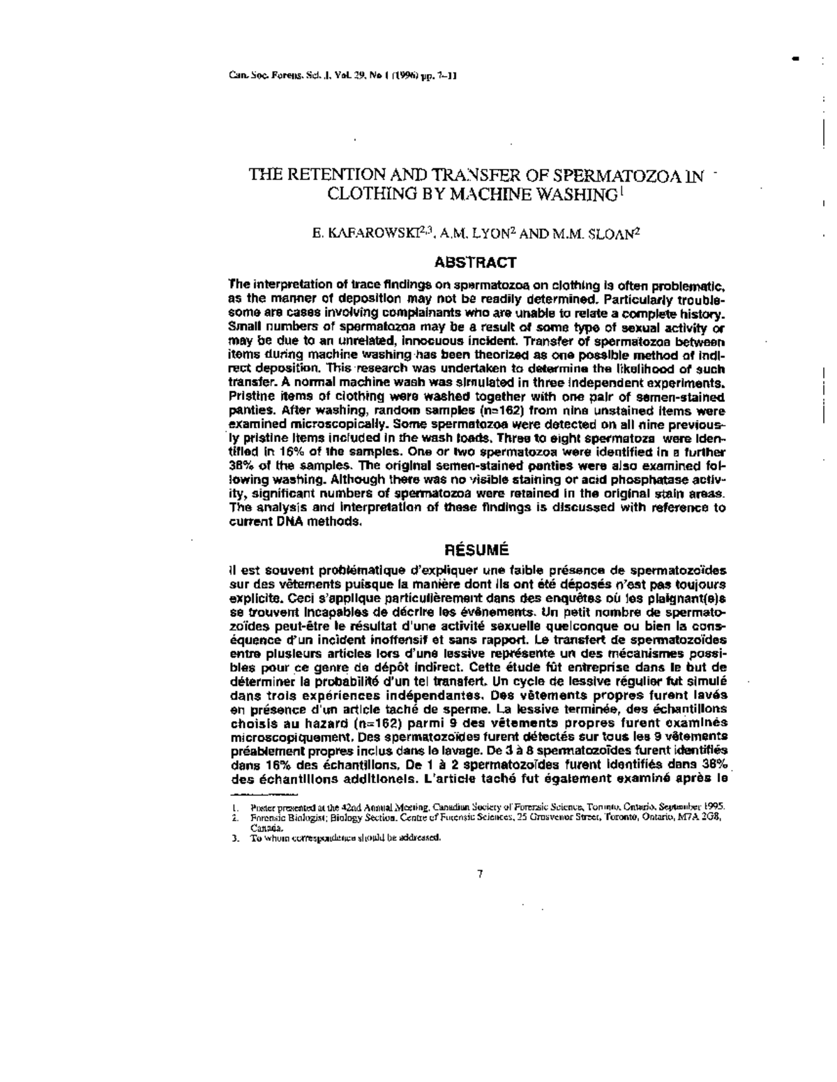 Laundry Sperm Transfer Can Soc Foreds Sci 1 Vol 29 No 1 1996 2659