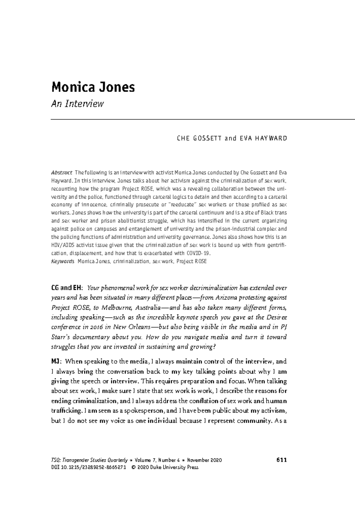 2020 Che Gossett - Monica Jones An Interview [retrieved 2022-10-04 ...