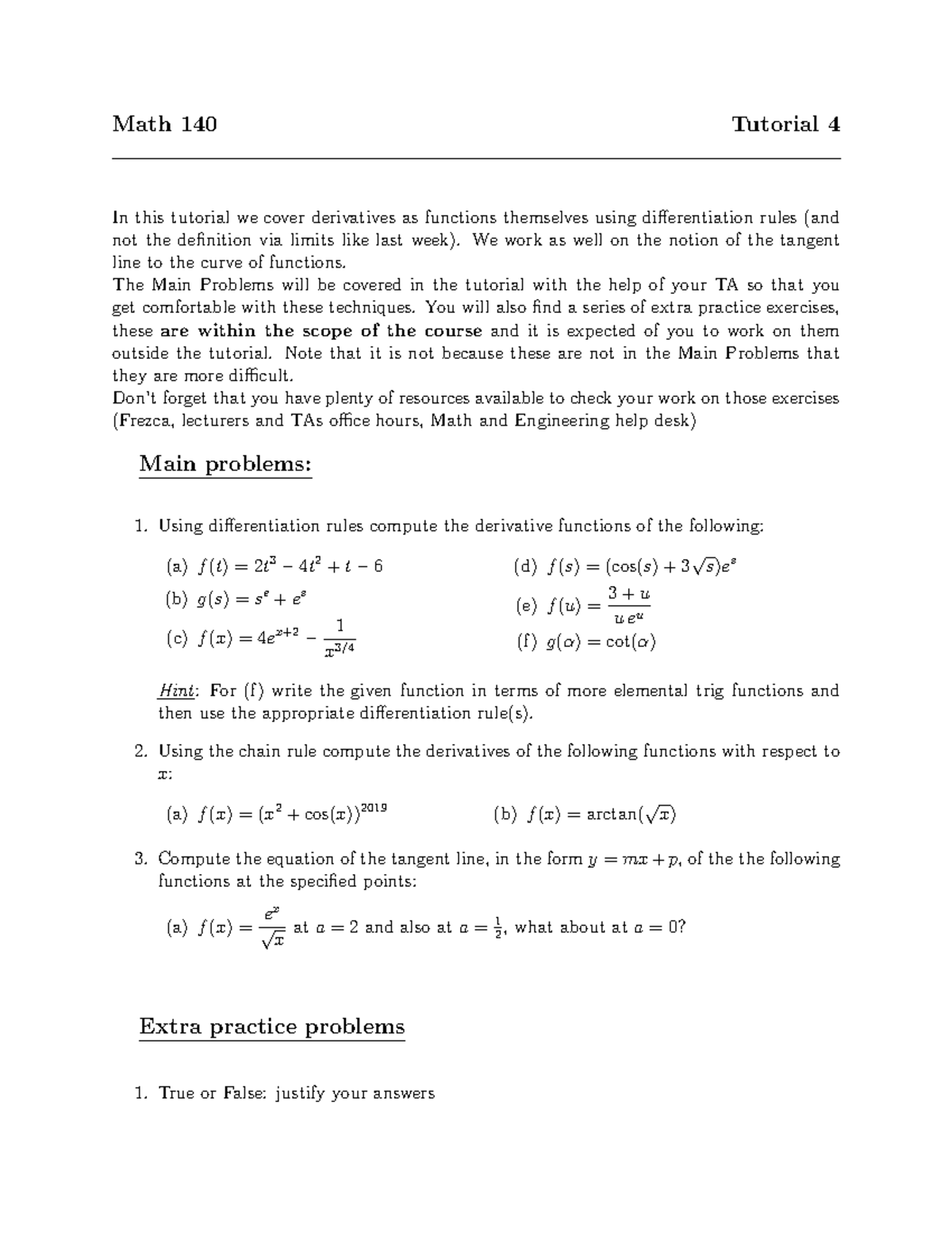 Math 140 Tutorial 4 - Math 140 Tutorial 4 In this tutorial we cover ...