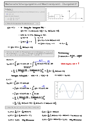 Übungsblatt 1 - Mechanische Schwingungslehre 1. ̈ Ubung Prof. Dr.-Ing. U. von Wagner und - Studocu