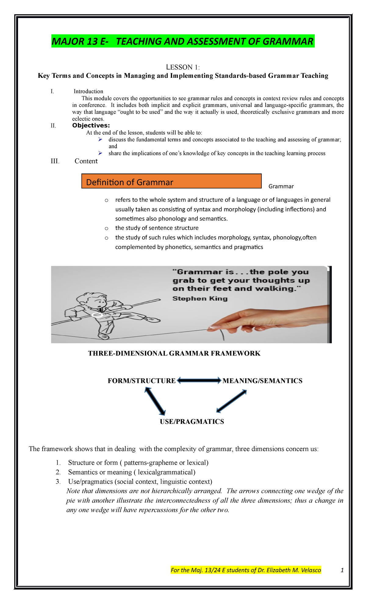 Lesson 1 Maj 13 E or Maj 24 e - LESSON 1: Key Terms and Concepts in ...