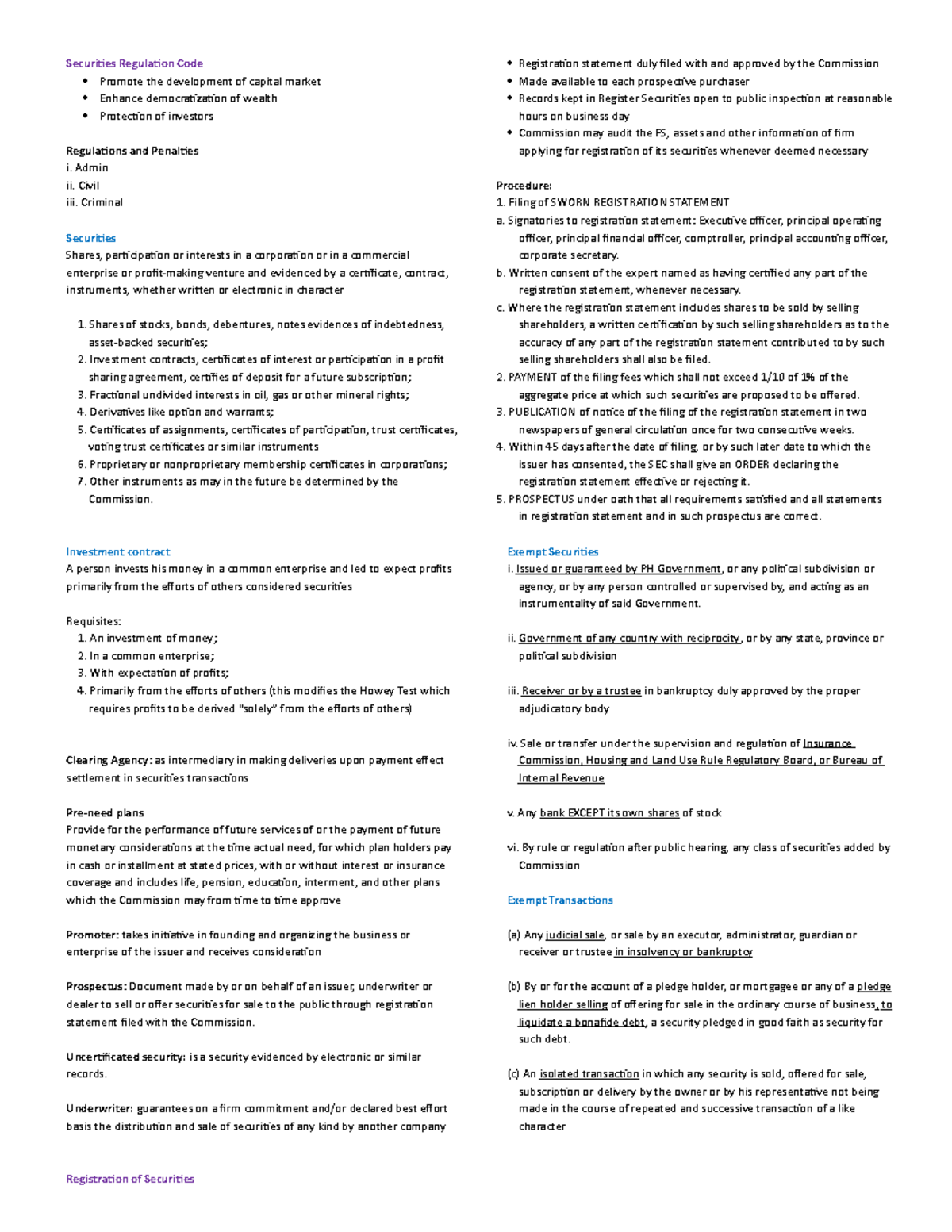 RFBT Cpale Reviewer 12 Securities Regulation Code - Securities ...