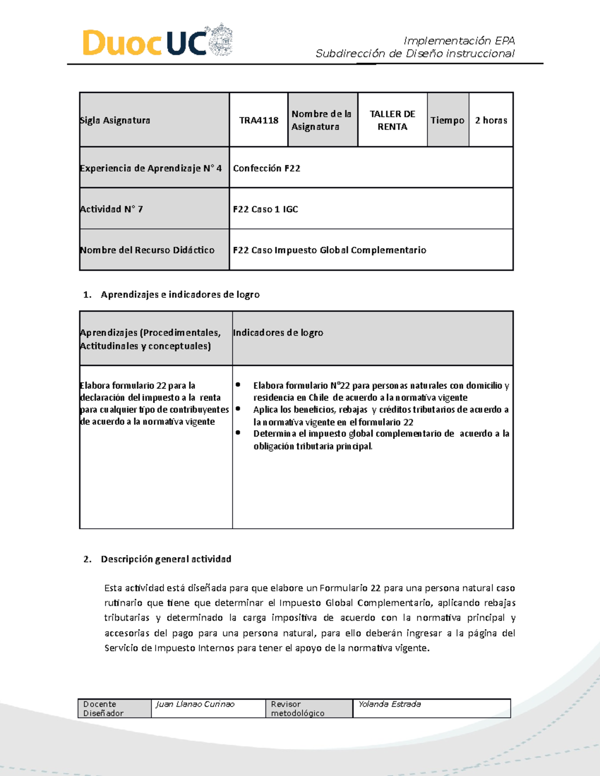 IGC Caso 1 - Ejercicio IGC - Implementación EPA Subdirección de Diseño ...