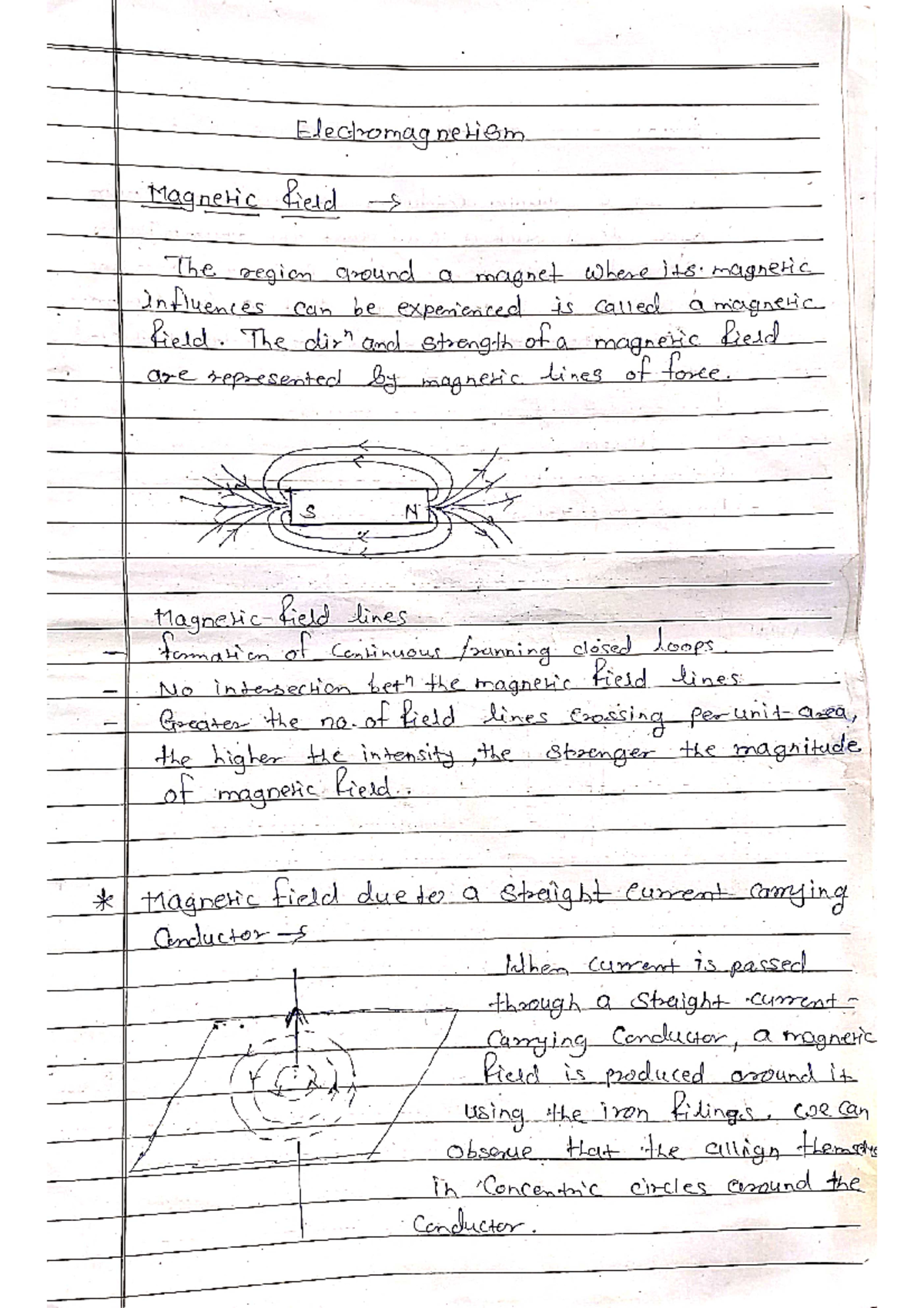 Unit-1 Electromagnetism Notes - Electromag netism Magnetic field The ...