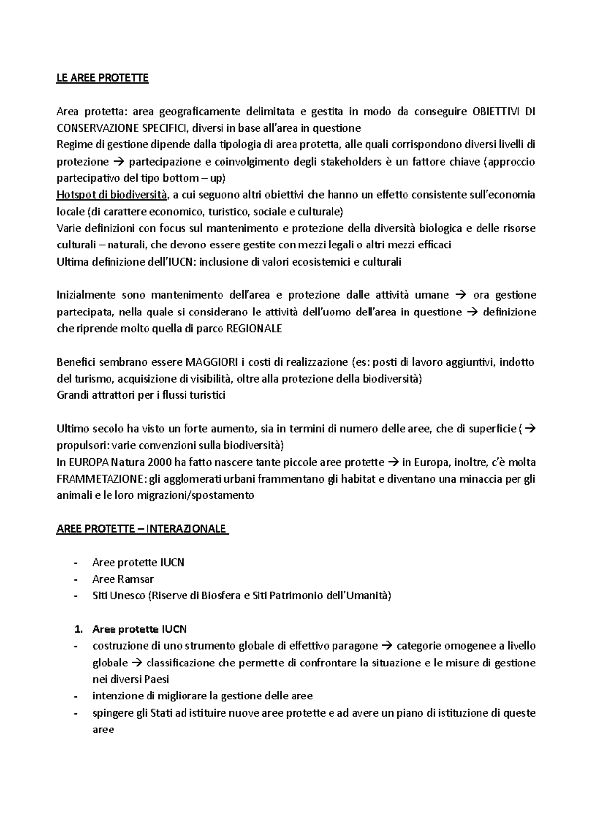 Parte 3.1. lezioni di Gestione - LE AREE PROTETTE Area protetta: area ...