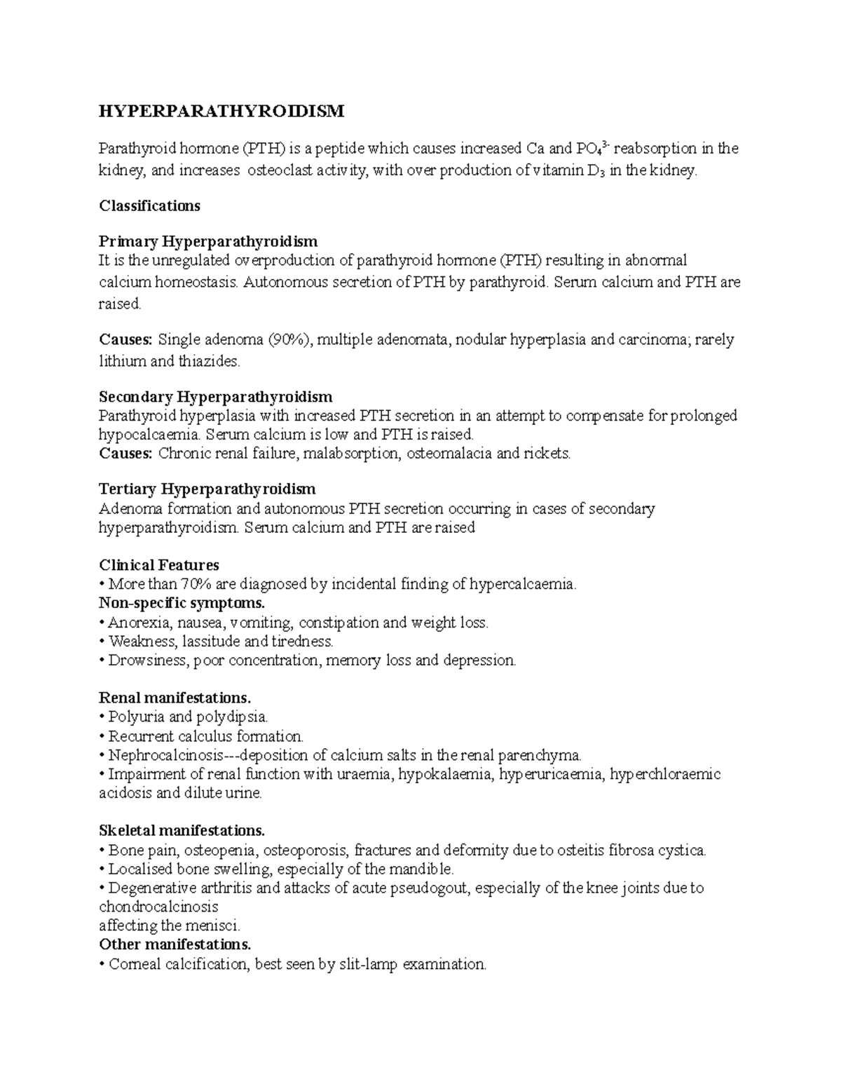Hyperparathyroidism - Simple note for easy learning ...